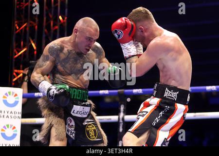 Ryan Garner (left) in action against Michael Magnesi during the vacant ...