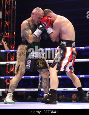 Ryan Garner (left) in action against Michael Magnesi during the vacant ...