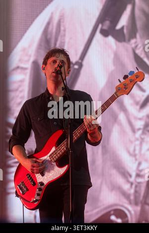 Thetford, UK, 20 June, 2026. The Amazons in concert. Pictured left to ...