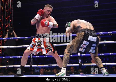 Ryan Garner (left) in action against Michael Magnesi during the vacant ...