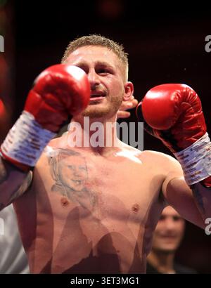 Ryan Garner celebrates following victory in the vacant WBC Interim ...