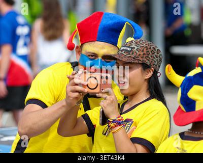 June 20, 2026: An Ecuador fan wears a lizard hat prior to a World Cup ...