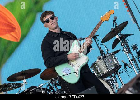 Jack Cochrane of The Snuts performs live on stage at Glasgow Green ...