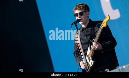 Jack Cochrane of The Snuts performs live on stage at Glasgow Green ...