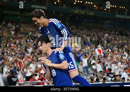 (L-R) Daichi Kamada (JPN), Ayase Ueda (JPN), Ritsu Doan (JPN), JUNE 20 ...