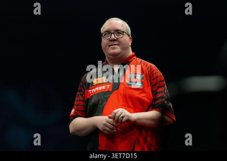 Bratislava, Slovakia, 21. June 2026. Pictured dart player from England ...