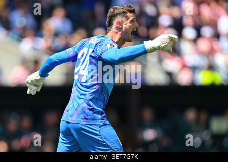 United States goalkeeper Matt Freese (24) clears the ball as Australia ...