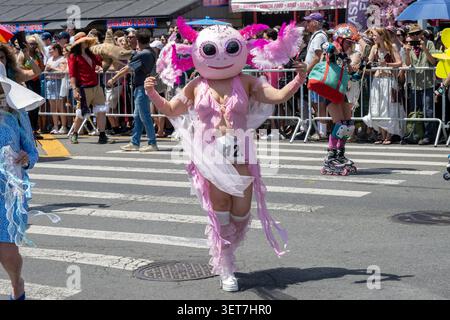 A reveler participates in the annual Mermaid Parade on Surf Ave at ...