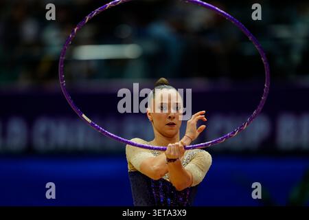 Emilia Heichel of Poland performs her hoop routine during Individual ...