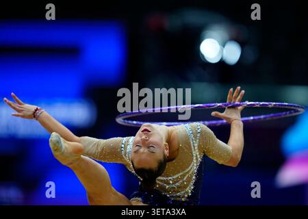 Emilia Heichel of Poland performs her hoop routine during Individual ...