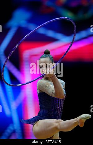 Emilia Heichel of Poland performs her hoop routine during Individual ...