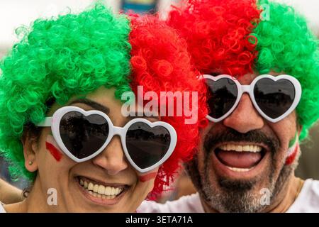 Soccer fans are seen before the FIFA World Cup Group G soccer match ...