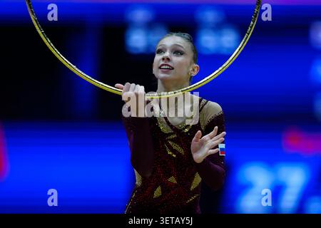 Arina Kovshova of Russia performs her ball routine during Individual ...