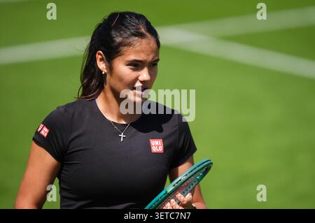 Emma Raducanu practising ahead of the 2026 Wimbledon Championships at ...