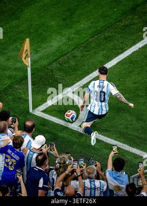 DALLAS - Lionel Messi of Argentina takes a corner during the 2026 World ...