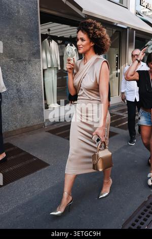 Nathalie Emmanuel, British actress and model, arrives at the Giorgio ...