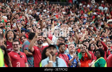 Houston, USA. 23rd June, 2026. Cristiano Ronaldo (C) of Portugal shoots ...