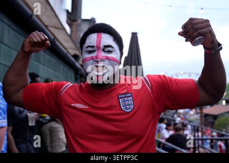 An England fan ahead of a screening of the FIFA World Cup match between ...