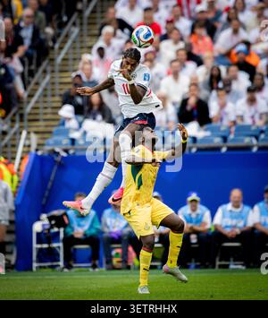 Boston, USA 23rd Jun 2026. Jordan Ayew (GHA) Ezri Konsa (ENG) England ...