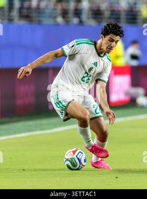 June 22 2026 Algeria midfielder Hicham Boudaoui (14)forwards the ball ...