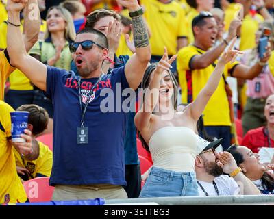 June 20, 2026: Ecuador fans cheer during the World Cup match between ...