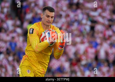 Dominik Livakovic #01 of Croatia catches the ball during the 2026 FIFA ...