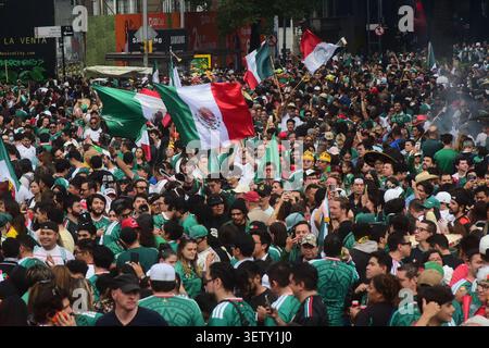 Thousands of fans of Mexico national soccer team attend the Angel of ...