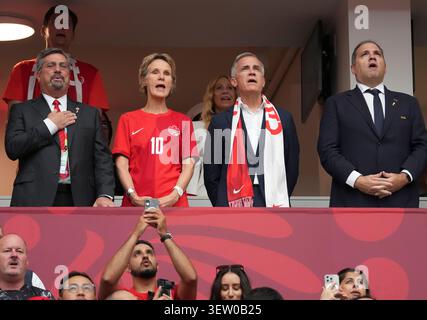 Prime Minister Mark Carney sings along side attendees at the Canada Day ...