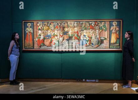 A Swabian School (1552) tempera on canvas painting of The Holy Kinship ...