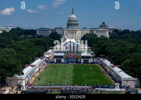 Visitors attend the Great American State Fair on the National Mall ...