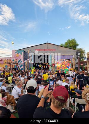 Fans watch a screening of the FIFA World Cup match between England and ...