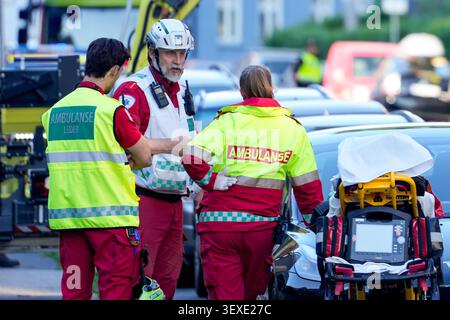 Oslo 20260630. A block of flats is on fire in Bjølsen. Photo: Javad ...