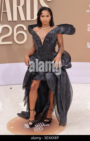 Jordan Chiles attends the 2026 BET Awards at Peacock Theater on June 28 ...