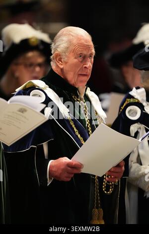 King Charles III during the Thistle Service at St Giles' Cathedral ...