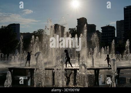 July 1, 2026, Kadikoy, Istanbul, Turkey: A child cools off during warm ...