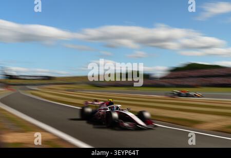 Haas driver Oliver Bearman during qualifying at Silverstone Circuit ...