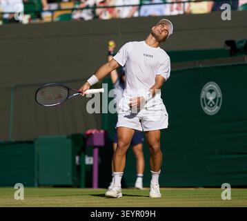 04 July, 2026 - Wimbledon, London, UK - Madison Keys returns a shot to ...