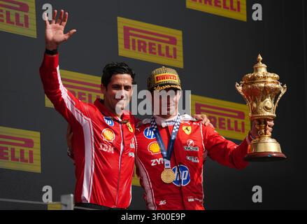 Ferrari race engineer Bryan Bozzi on the podium after the British Grand ...