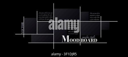 Black bento grid horizontal moodboard design mockup isolated on ...