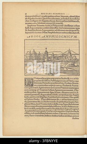A 1545 book on ancient geography, with a brown spine and a marbled ...