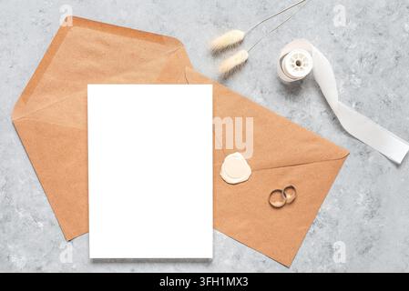 Autumn wedding template with stationery set. Blank greeting card mock ...