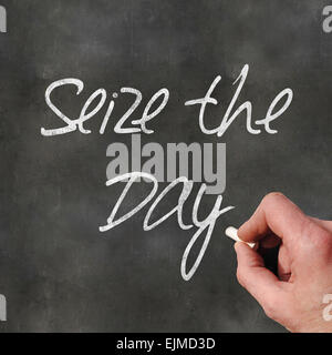 Handwriting text Seize The Day. Concept meaning Embrace opportunities ...