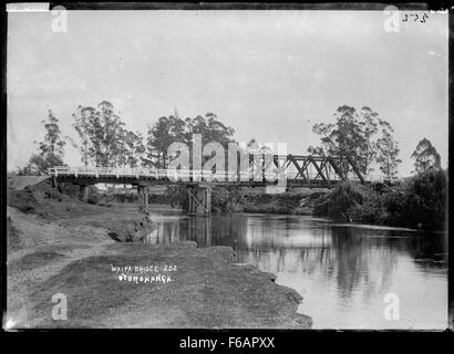Waipa Bridge over the Waipa River at Ngaruawahia, 1910 Stock Photo ...