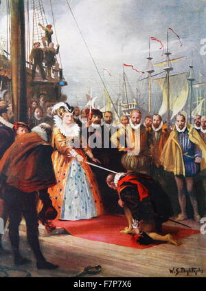 Queen Elizabeth Knighting Francis Drake 1585 Monsieur de Marchaumont ...