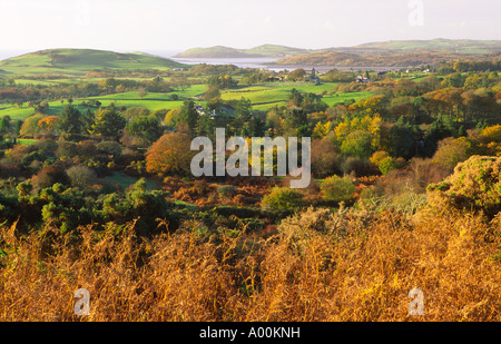 Scottish landscape Stewartry looking down on Colvend Church Balcary Bay ...