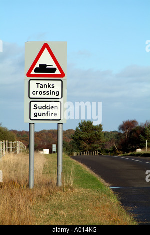 Tank Crossing warning sign on the A360 Salisbury Plain Wilts UK Stock ...
