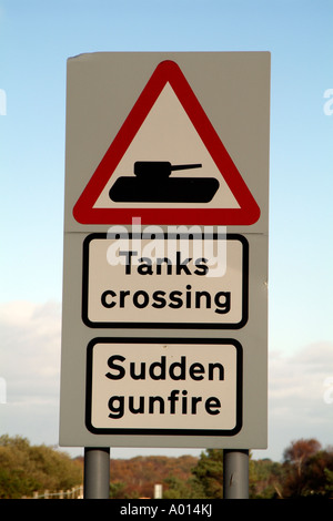Tank Crossing warning sign on the A360 Salisbury Plain Wilts UK Stock ...