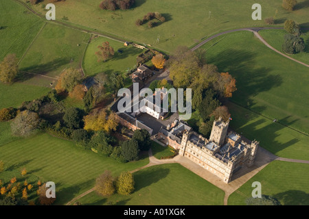 Highclere Castle Hampshire UK aerial view home of Lord Caernarvon Stock ...