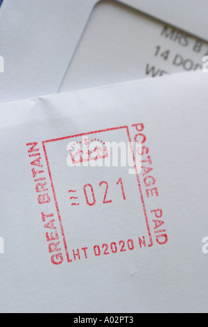 Postage Paid frank or stamp on an envelope with the symbol of a crown ...