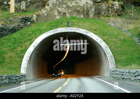 Road tunnel on the E6 road Trondheim to Oslo Norway.driving in norway ...